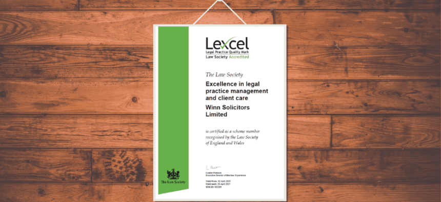 Winns Awarded Lexcel Standard